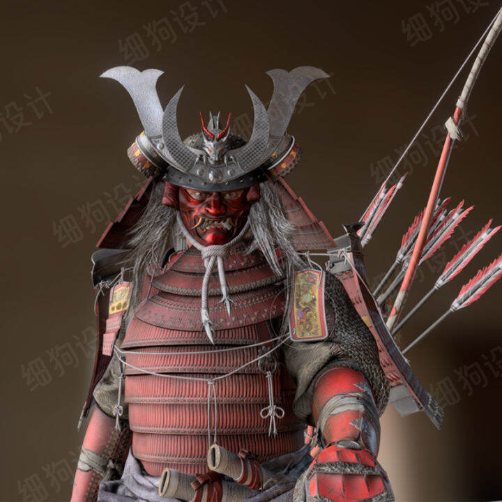 Japanese samurai 3D model OBJ model Japanese chivalrous model armor ...
