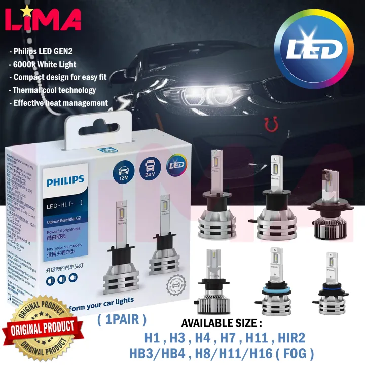 PHILIPS ULTINON ESSENTIAL GEN2 NEW LED UPGRADE BULB HEAD LAMP HEADLIGHT ...