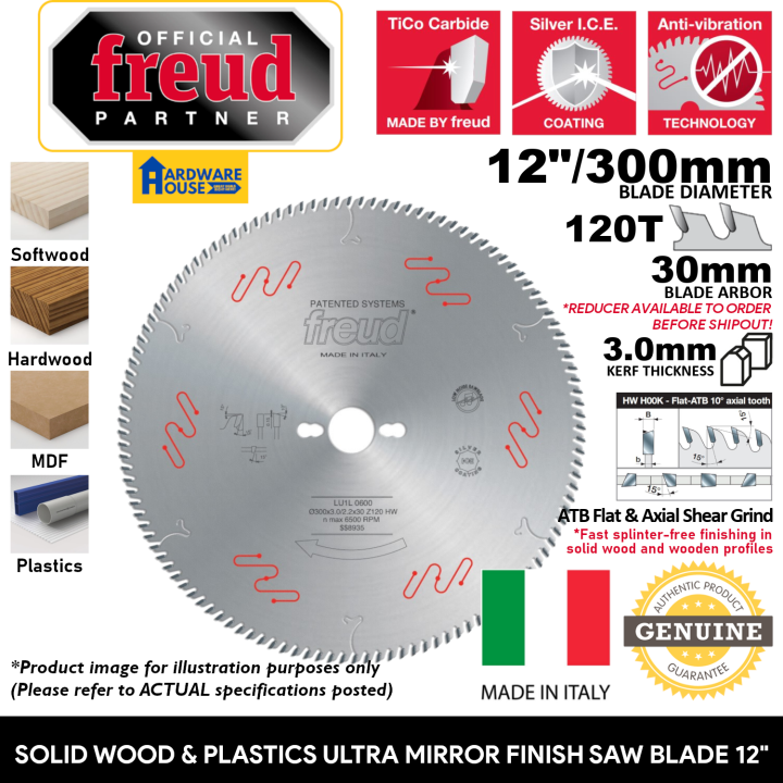 ORIGINAL FREUD 12" 120T Ultra Mirror Finish Carbide Saw Blade TCT Axial ...