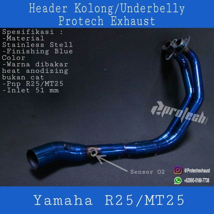 Header/leher/pipa Knalpot racing Yamaha MT25/R25 kolong/underbelly PNP ...