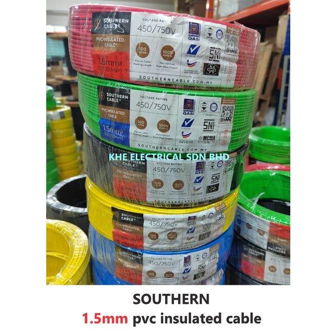 Southern 1.5mm pvc insulated cable - sirim & jkr approved # | Lazada