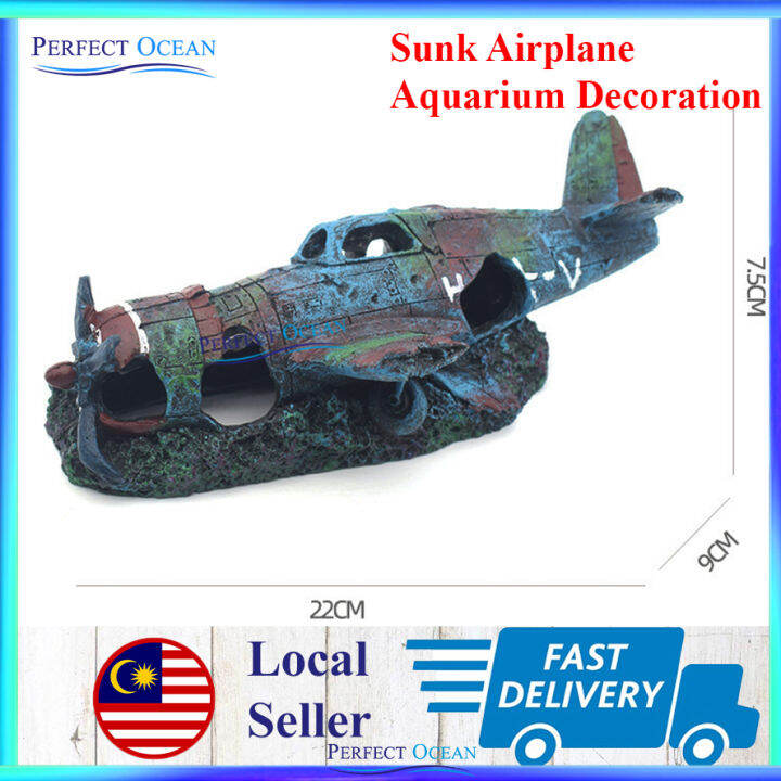 Sunk Airplane Aquarium Decoration Large 🌊READY STOCK🌊 | Perfect Ocean ...
