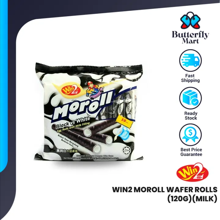 (605F) Win2 Moroll Wafer Rolls (120g)(Milk) Egg Roll Childhood Snack ...
