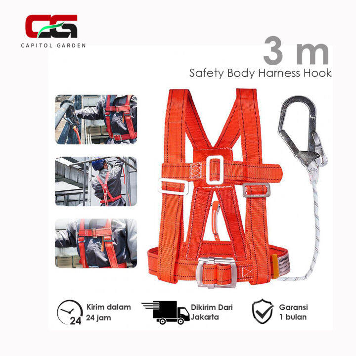 Body Harness Double Hook Safety Harness Full Body Safety Belt Sabuk Pengaman | Lazada Indonesia