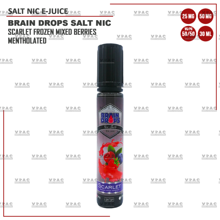 Brain Drops Salt Nic 30ML Scarlet Frozen Mixed Berries (25 MG, 50 MG ...