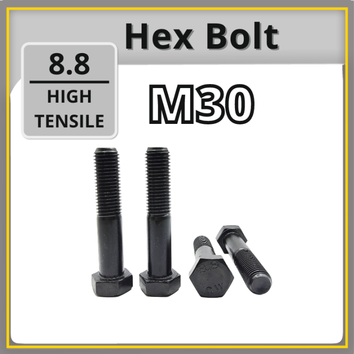 M30 Hex Bolt DIN931 | Half Thread Skru | Grade 8.8 High-Tensile Steel | Black Oxide Coating ...