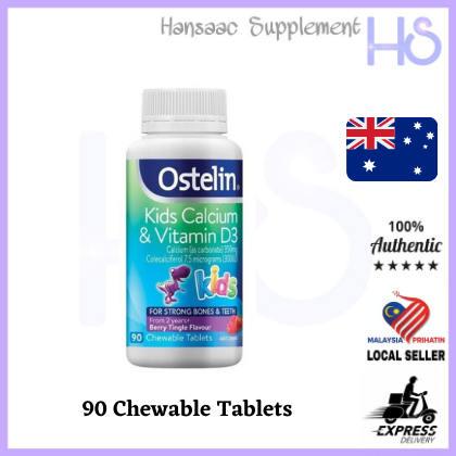 Ostelin Kids Calcium & Vitamin D3 (Berry Tingle Flavour) - 90 Chewable ...