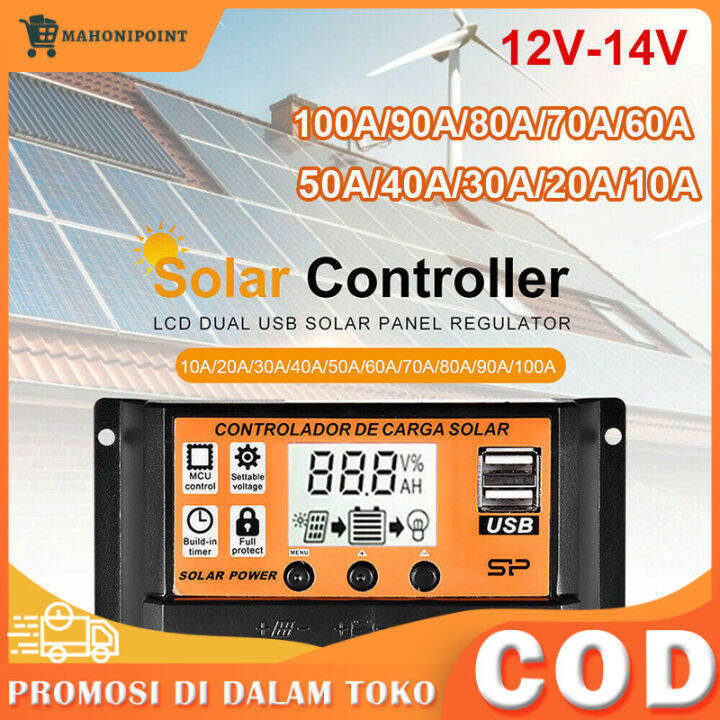 MPPT Solar Charge Controller LCD LED Display Solar Cell PWM 12V / 24V 10A 30A Panel Tenaga LCD ...