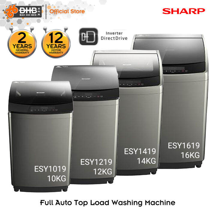 Sharp Full Auto Top Load Washing Machine DD Inverter - ESY1019 10KG / ESY1219 12KG / ESY1419 ...