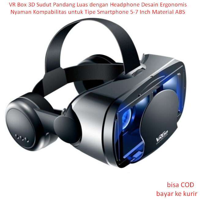VR Box 3D Sudut Pandang Luas dengan Headphone Desain Ergonomis Nyaman ...