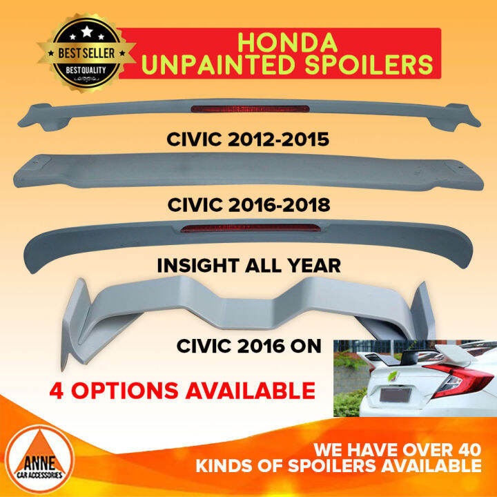High Quality Unpainted Spoiler for Honda Civic 2006 - 2015 / Honda ...