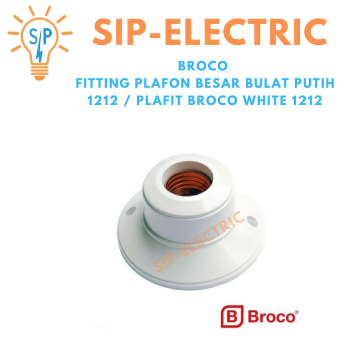 BROCO FITTING PLAFON BESAR BULAT PUTIH 1212 / PLAFIT BROCO WHITE 1212 ...