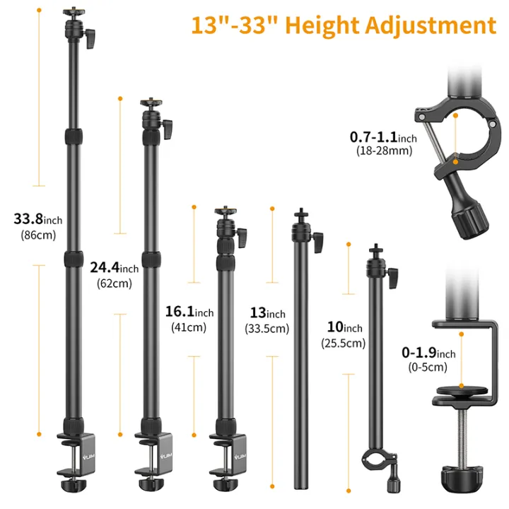 VIJIM LS10 LS11 C Tripod Clamp Desk Mount Light Stand with 14" Ball ...