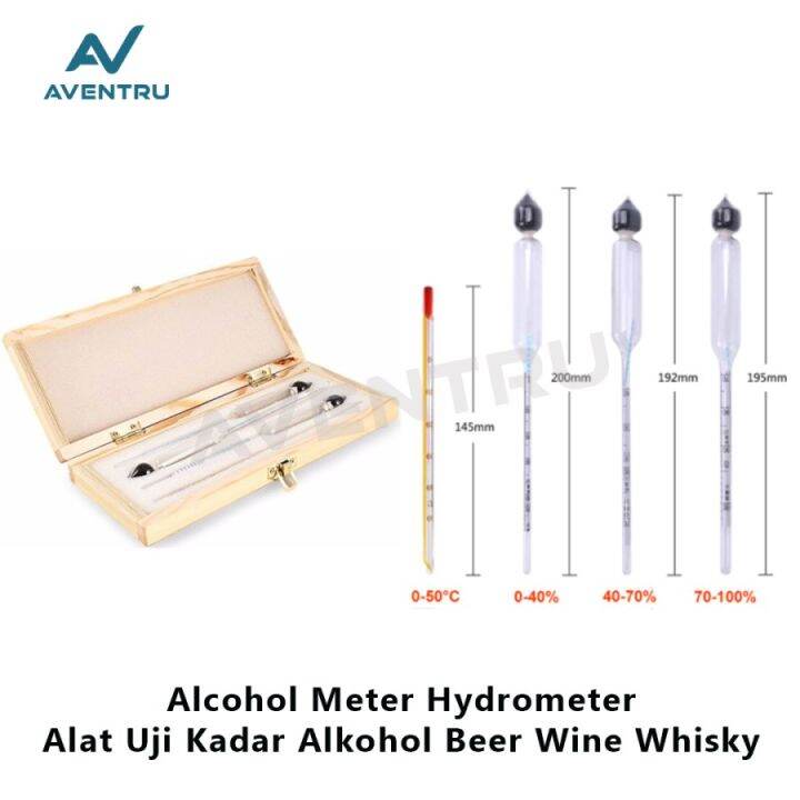 Hydrometer Alcohol Meter Alkoholmeter Alat Uji Kadar Alkohol Beer Wine ...