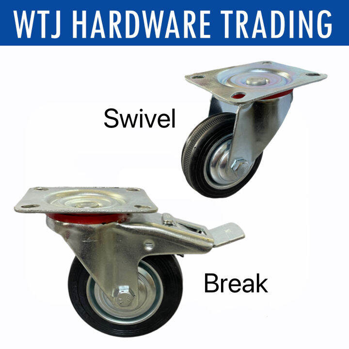 4" (100MM) & 3" (75MM)HEAVY DUTY RUBBER WHEEL BREAK & SWIVEL | RODA ...