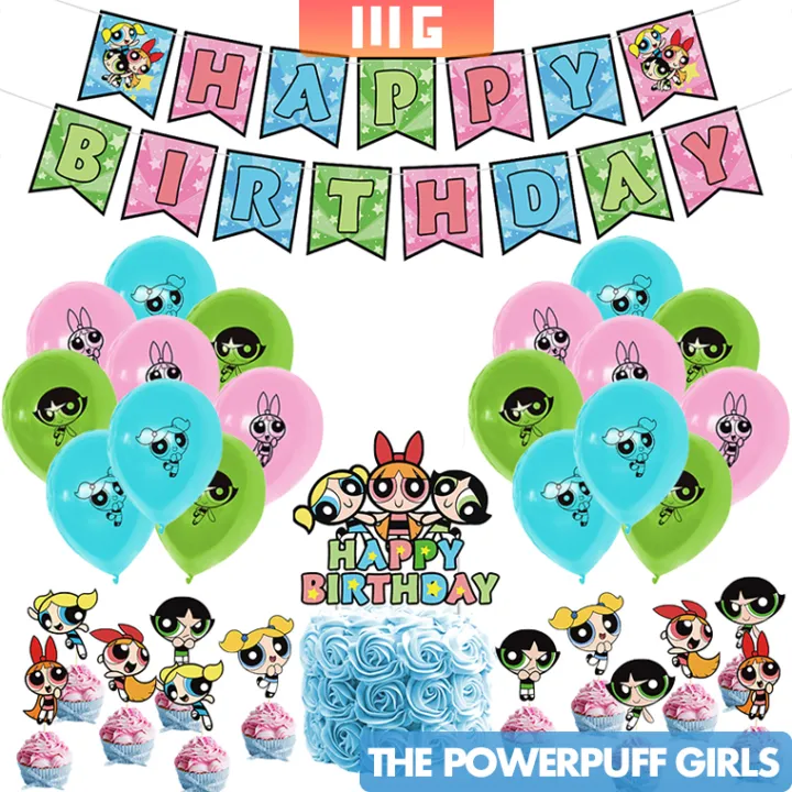 The Powerpuff Girls themed birthday party decoration set banner balloon ...