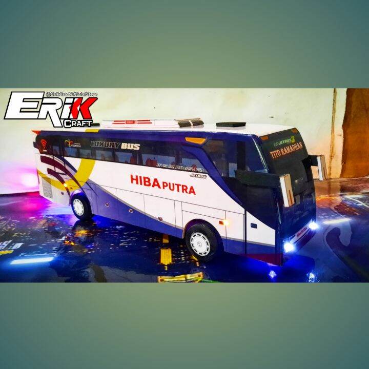 MINIATUR BIS HIBA PUTRA MOBIL MAINAN MINIATUR BUS FULL LAMPU BISA ...