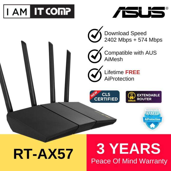 ASUS RT-AX57 (AX3000) Dual Band WiFi 6 Extendable Router | Lazada