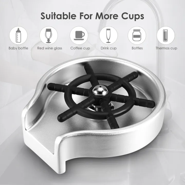 Metal Faucet Glass Rinser Automatic Coffee Cup Cleaner Washer With Side ...