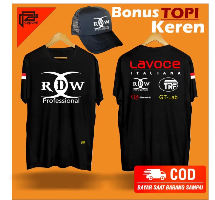 baju kaos rdw lavoce QA electronic GT lab bonus topi | Lazada Indonesia