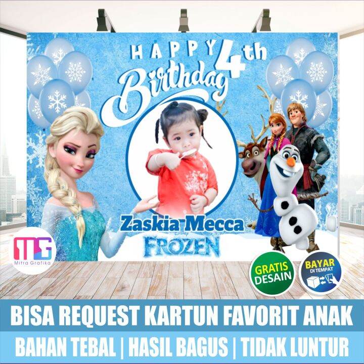 Cetak Spanduk ultah anak tema frozenn / banner ulang tahun anak ...