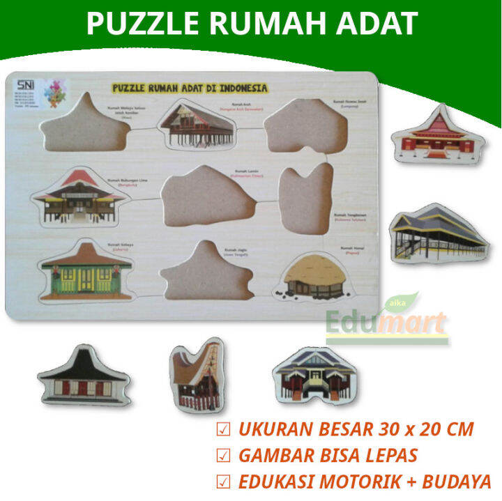 Puzzle Rumah Adat Indonesia Edukasi Edukatif Anak Paud Tk Sd Edutoys ...