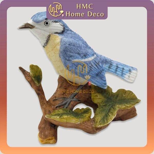 PORCELAIN BLUE BIRD STAND ON BRANCH DESIGN STATUE (159) LIMITED EDITION ...
