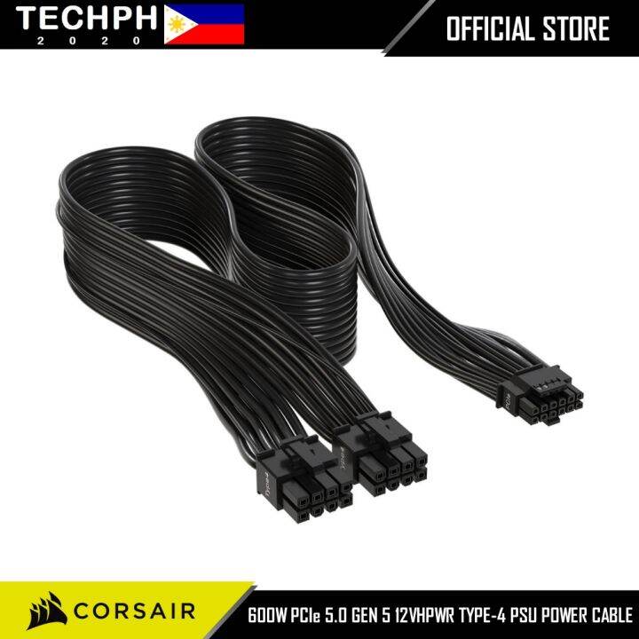 Corsair 600W PCIe 5.0 / Gen 5 12VHPWR Type-4 PSU Power Cable - Black CP ...