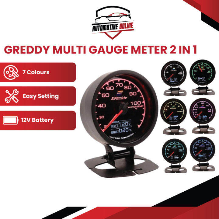 7 colour GREDDY Multi Gauge Meter 2 In 1 | Lazada
