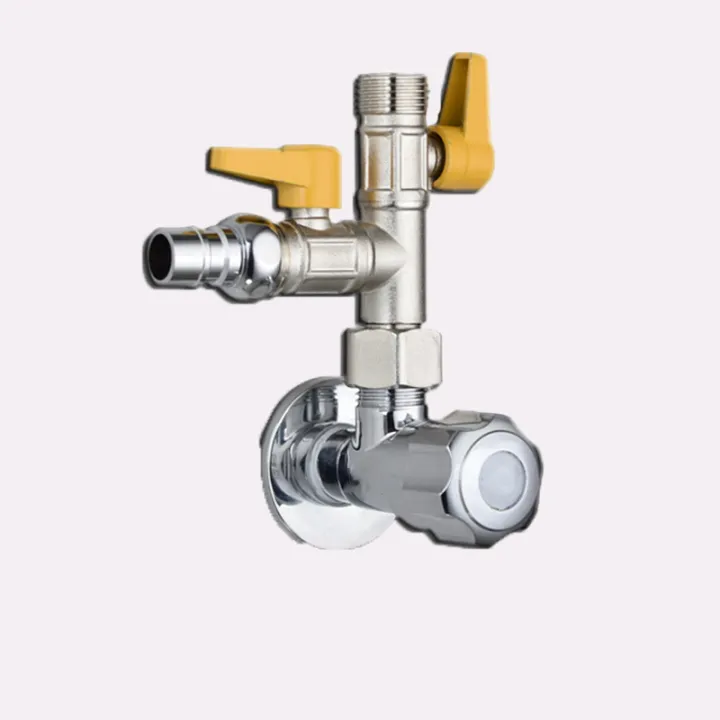 Copper washing machine faucet three-way valve fittings One-in and two ...