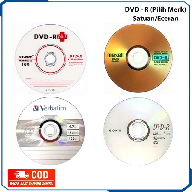 DVD-R Sony Verbatim GT Pro Maxell 4.7 GB ECERAN SATUAN / DVD Kosong ...