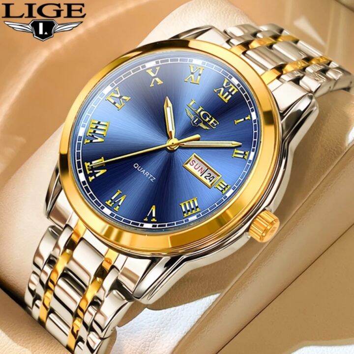 * LIGE Watch Men's Fashion Sports Quartz Watch Stainless Steel ...