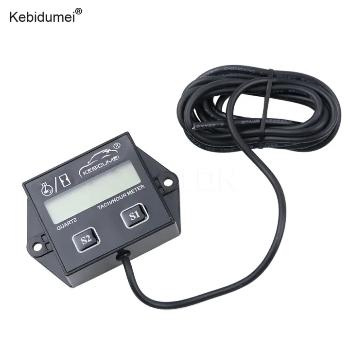 Digital Engine Tach Hour Meter Battery Replacable Tachometer Gauge ...