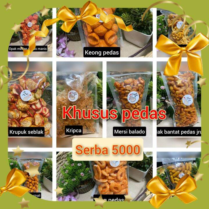 Cemilan Snack Serba 5000 Pedas Gurih Manis Kemasan Standing Pouch ...
