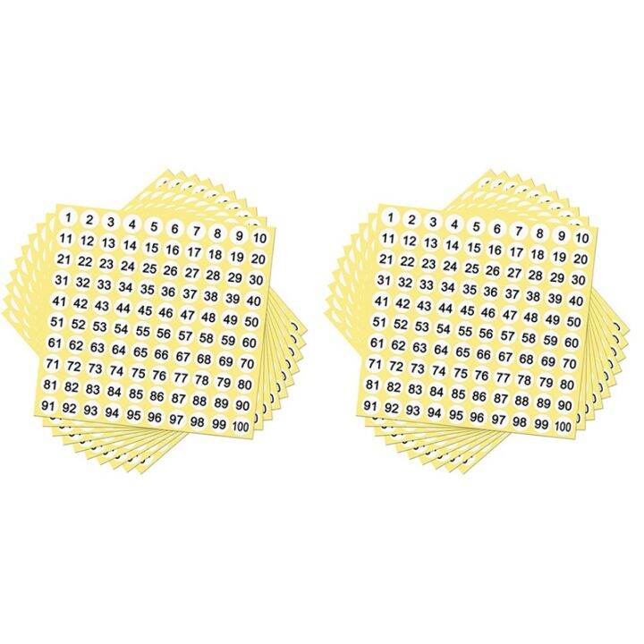 200 Sheets Number Labels Stickers 1-100 Numbers Round Stickers 0.4 Inch ...