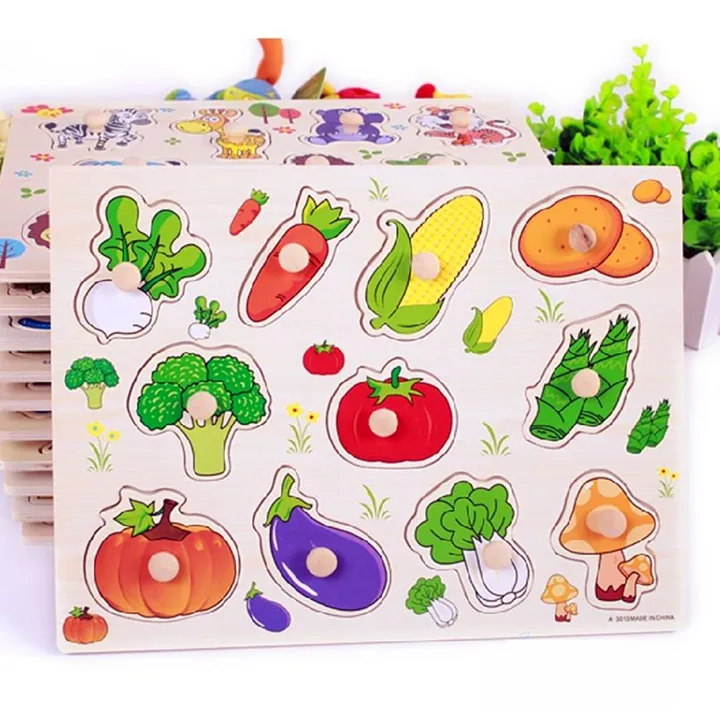 Wooden Inset Board Vegetables Puzzle Educational and Therapeutic Toy ...