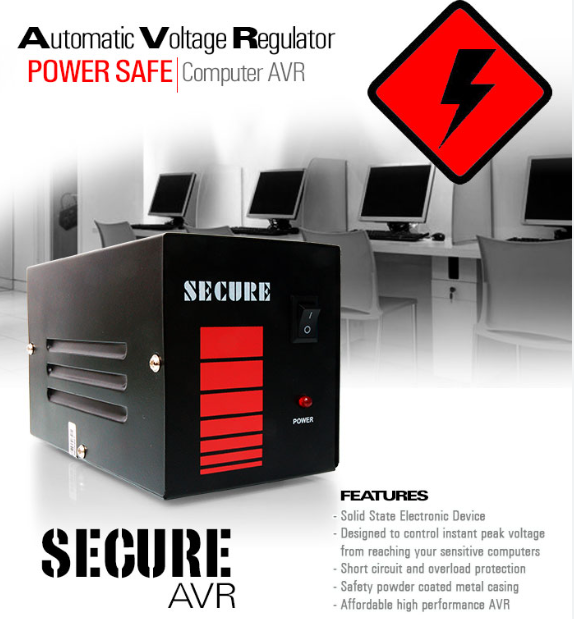 SECURE AVR 500 Watts 3X 220V Socket Automatic Voltage Regulator for ...
