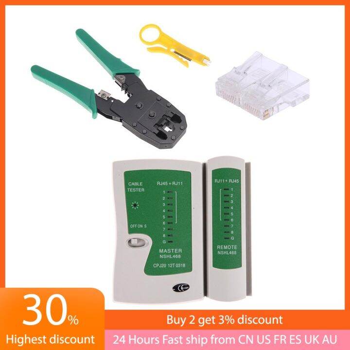 Cable Tester Kit Ethernet Cable Tester Kit Crimp Crimper Pliers +100pcs ...