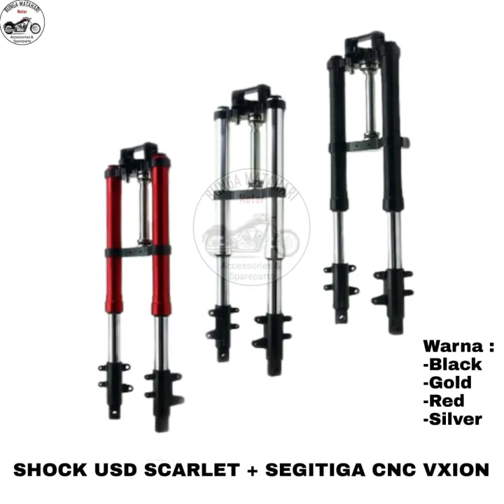SHOCK UPSIDE DOWN USD + plus SEGITIGA depan CNC VIXION VXION SCARLET RACING | Lazada Indonesia