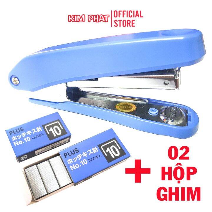 Dập ghim, Bấm kim số 10 Plus PS10E Chính Hãng Kèm 02 Hộp Ghim, Có Tem ...