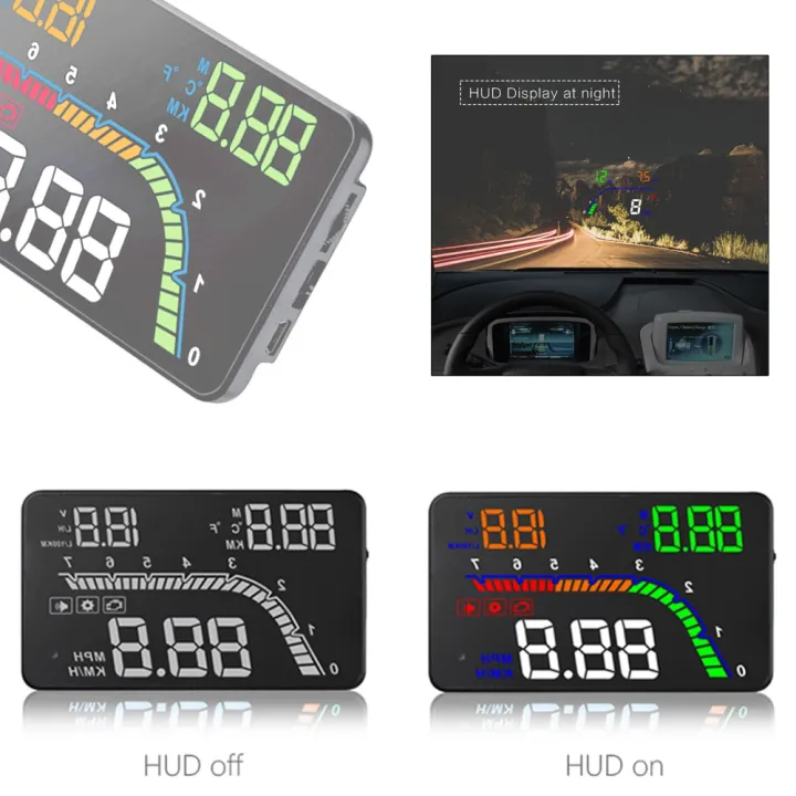 T100 OBD2 HUD 4" Car Head Up Display Digital Car Speedometer Windshield ...