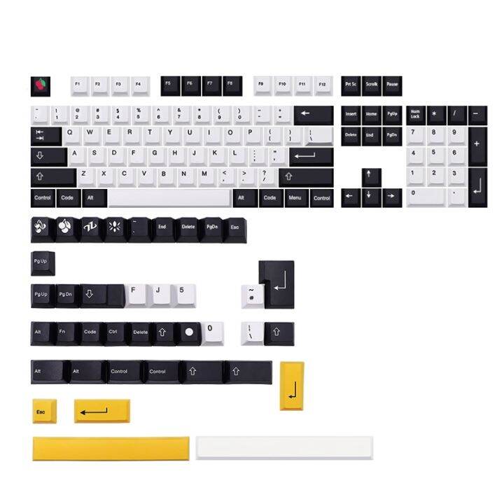 143 Keys PBT Keycap DYE-SUB Cherry Profile Minimalist Black White Keycaps for 61/64/104 ...