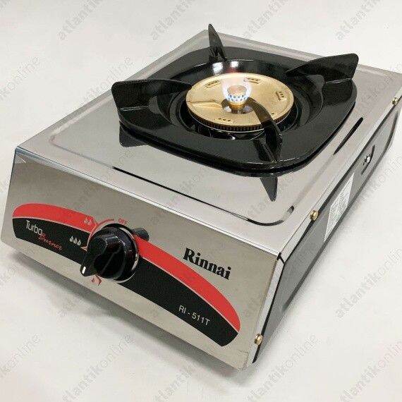 RINNAI RI 511T Kompor Gas 1 Tungku Turbo Stainless Steel anti karat ...