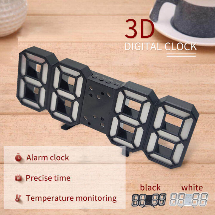 Pinph 3D LED Wall Clock Modern Digital Alarm Clocks Display Home ...