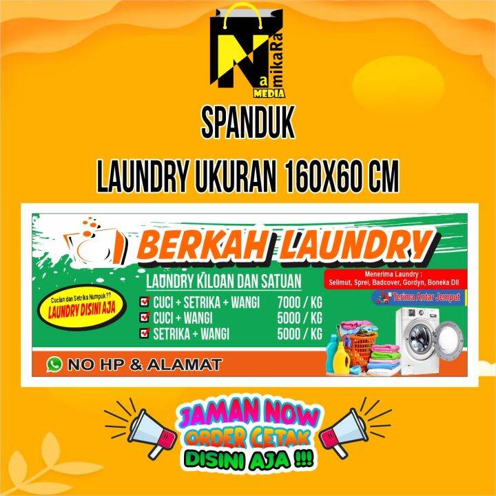 Spanduk banner backdrop laundry ukuran 160x60 cm bisa custom / spanduk ...