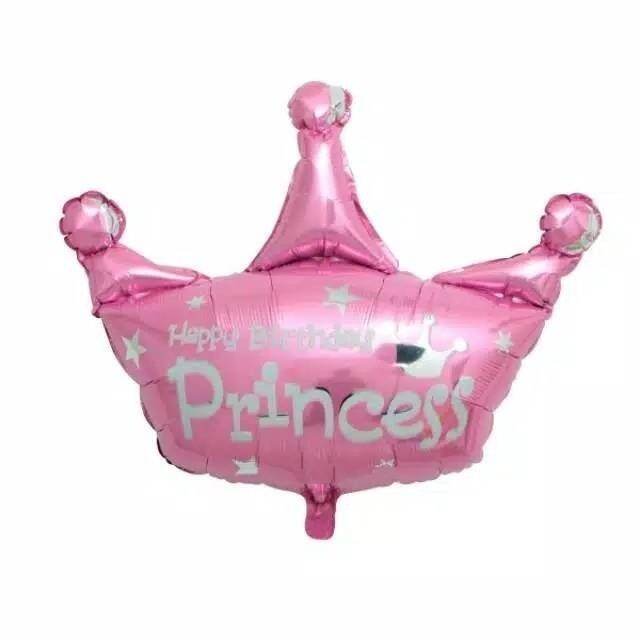 Balon Foil Happy Birthday Princess Crown / Mahkota Pink Size Jumbo 85 ...