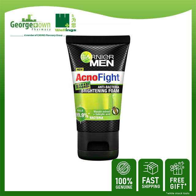 GARNIER MEN ACNO FIGHT WASABI ANTI-BACTERIA BRIGHTENING FOAM 100ML | Lazada