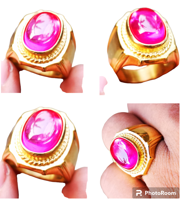 Batu Permata Merah Siem Delima Bangkok Kekerasan Mohs Set Ring Titanium ...