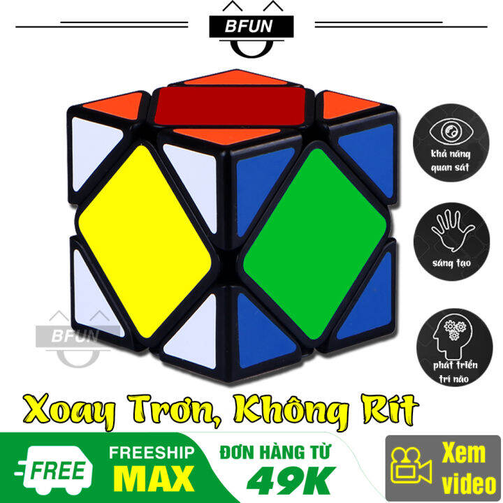 Đồ Chơi Trẻ Em Rubik Biến Thể SKEWB VIỀN ĐEN - Cục Rubik Xoay Trơn, Rô ...