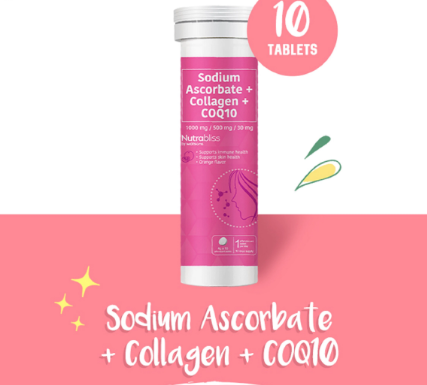 NUTRABLISS WS Sodium Ascorbate + Collagen +COQ10 x 10 Effervescent ...